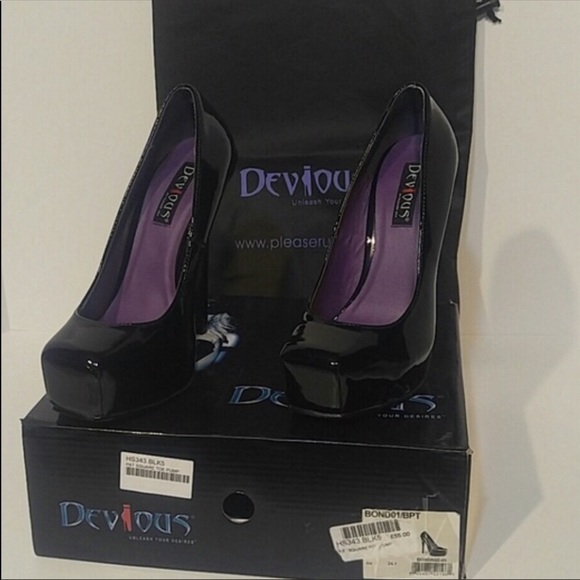 Devious | Shoes | Devious Pat Black Square Toe Pumps | Poshmark